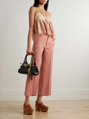 Chloé Cropped Wool-gabardine Wide-leg Pants