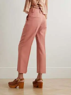 Chloé Cropped Wool-gabardine Wide-leg Pants
