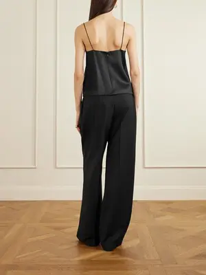 Brandon Maxwell The Bridges Paneled Wool And Silk-blend Top - Black
