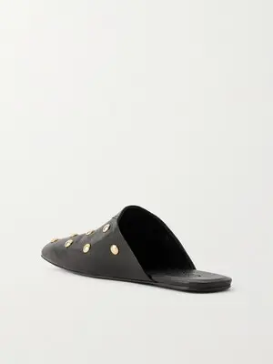 Chloé Studded Textured Leather Slip-ons - Black