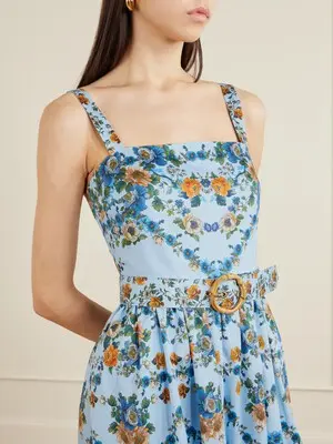 Borgo De Nor Ninet Belted Floral-print Midi Dress