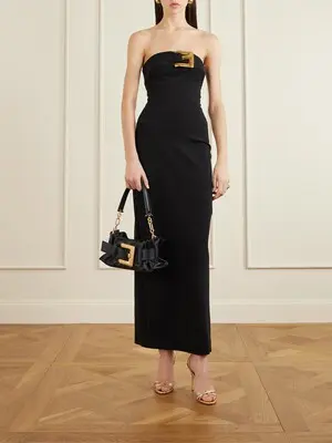 Balmain Anthem Buckled Leather Shoulder Bag - Black
