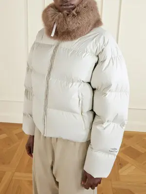 Balenciaga Plush-trimmed Padded Quilted Shell Down Jacket - White