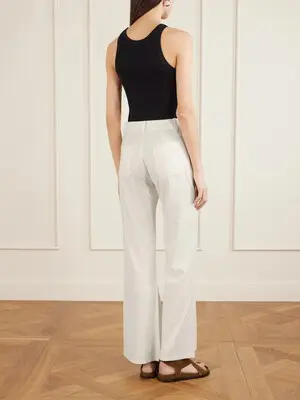 Alix Of Bohemia Bunny Silk-twill Flared Pants - Neutrals