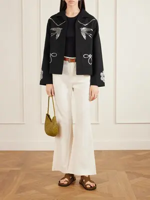 Alix Of Bohemia Francis Lovebird Embellished Silk Jacket