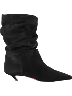 Amina Muaddi Jamie Ruched Ankle Boots Black