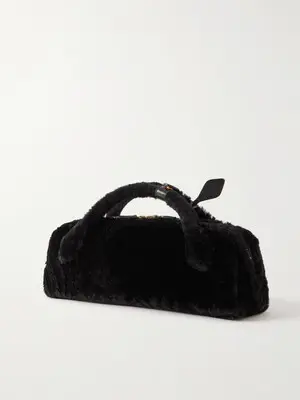 Alaïa Le Teckel Shearling Clutch - Black