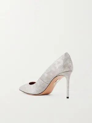 AQUAZZURA Purist 85 Metallic Leather Pumps