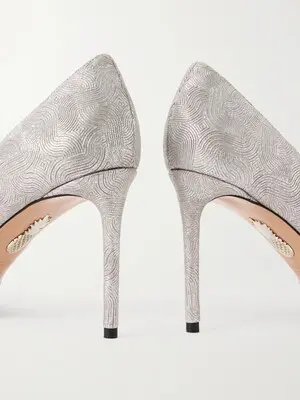 AQUAZZURA Purist 85 Metallic Leather Pumps