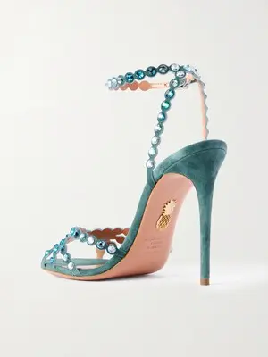 AQUAZZURA Tequila 105 Crystal-embellished Leather Sandals - Blue