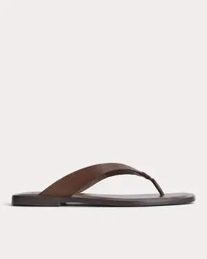 Everlane Leather Flip Flops With Stitch Detailing - Rum