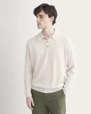 Everlane Ultrasoft Polo Sweater - Heathered Oat