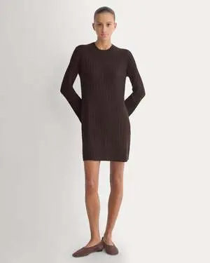 Everlane Cashmere Long-sleeve Mini Dress - Coffee Bean