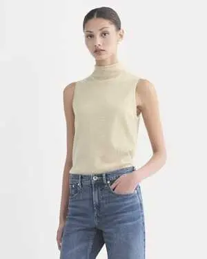 Everlane Cashmere Funnel-neck Tank Top Sweater - Heather Light Camel