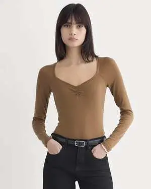 Everlane Sweetheart-neck Top - Toffee