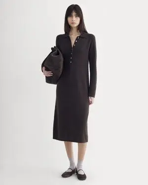 Everlane Cashmere Polo Midi Dress - Dark Chocolate