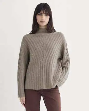 Everlane Funnel-neck Wool Cashmere Sweater - Light Heathered Taupe