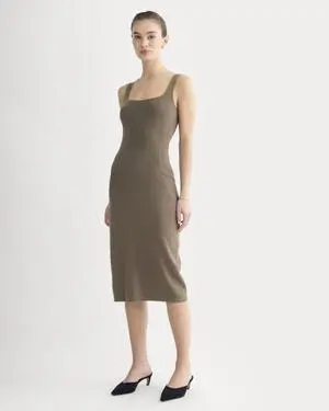 Everlane Knit Square-neck Midi Dress - Deep Taupe