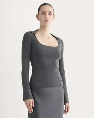 Everlane Knit Scoop-neck Top - Heathered Soot