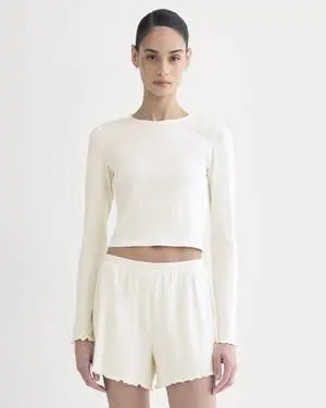 Everlane Lounge Rib Cropped Shirt - Bone