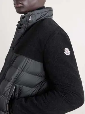 Moncler Panelled Fleece And Quilted Shell Down Jacket - Black