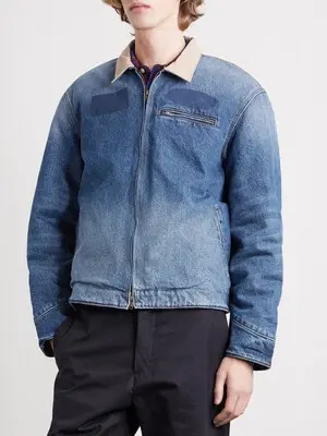 CHERRY LOS ANGELES Corduroy-trimmed Denim Work Jacket - Blue