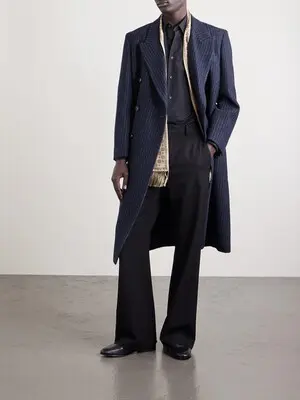 BODE Waldorf Double-breasted Pinstriped Virgin Wool Coat
