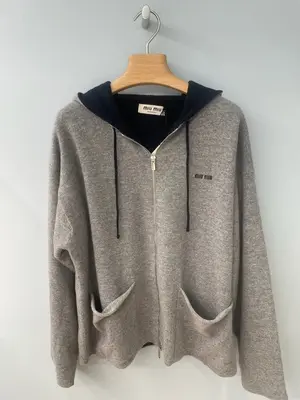Miu Miu Gray And Black Gray Hoodie