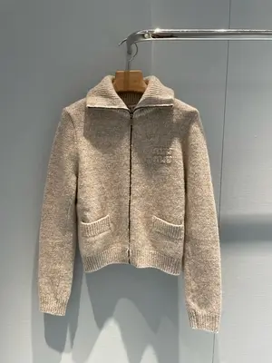 Miu Miu Zip Up Knit - Beige