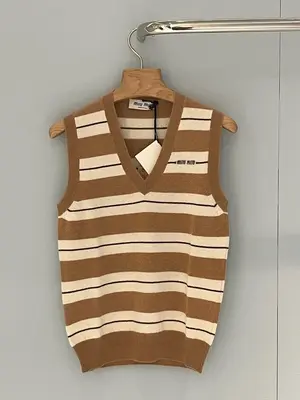 Miu Miu Beige Stripe Vest - Brown