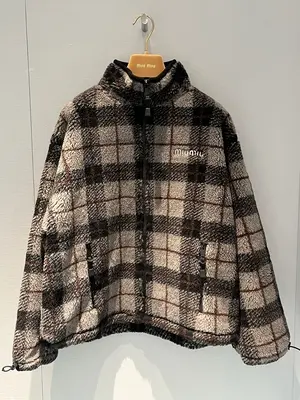 Miu Miu Fleece Jacket Gray Plaid