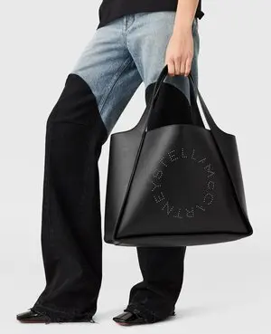 Stella McCartney Logo Studded Tote - Black