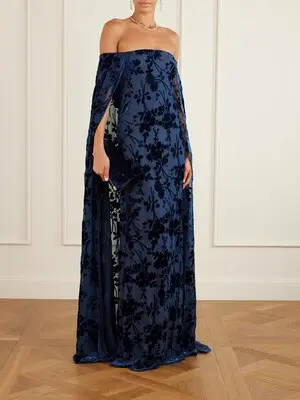 RODARTE Cape-effect Devoré-velvet Gown