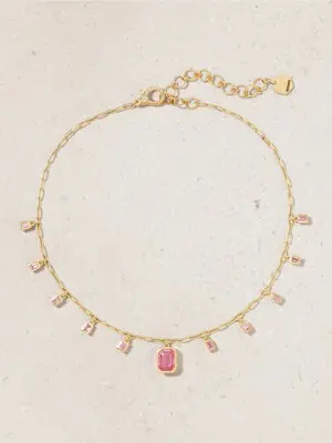 Shay 18-karat Rose Gold Necklace With Sapphire And Diamond - Pink