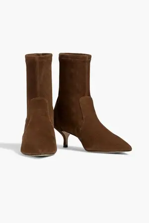 STUART WEITZMAN Suede Kitten Heel Ankle Boots - Brown