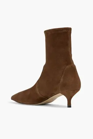 STUART WEITZMAN Suede Kitten Heel Ankle Boots - Brown