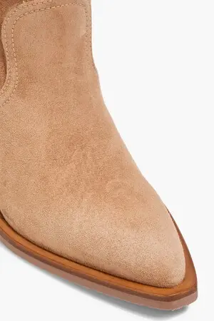 STUART WEITZMAN Suede Cowboy Boots With Stacked Heel - Camel