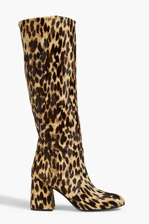 STUART WEITZMAN Leopard-print Calf Hair Knee Boots