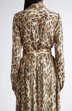 St. John Leopard Print Silk Georgette Shirt