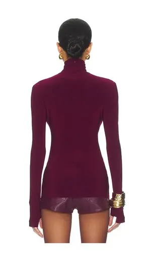 Norma Kamali Long Sleeve Turtleneck Top - Plum