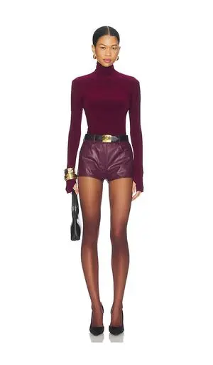 Norma Kamali Long Sleeve Turtleneck Top - Plum