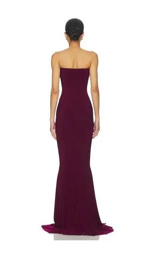 Norma Kamali Strapless Shirred Fishtail Gown - Plum