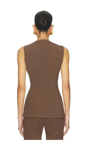 Veronica Beard Tailored Ponte Vest - Walnut