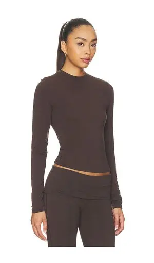 SKIMS Cotton Jersey Long Sleeve T-shirt - Espresso