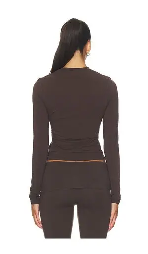 SKIMS Cotton Jersey Long Sleeve T-shirt - Espresso