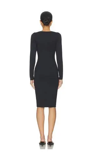 SKIMS Smooth Layers Square Neck Long Sleeve Midi Dress - Obsidian