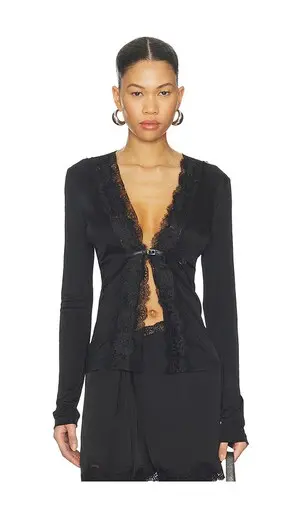 VAILLANT Long Sleeve Fitted Cardigan - Black