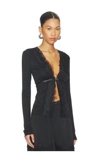 VAILLANT Long Sleeve Fitted Cardigan - Black