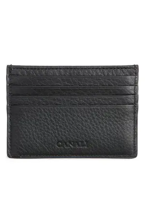 Canali Tumbled Calfskin Card Holder - Black