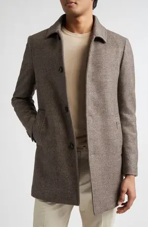 MOORER Virgin Wool Mouliné Monferrato Coat - Taupe